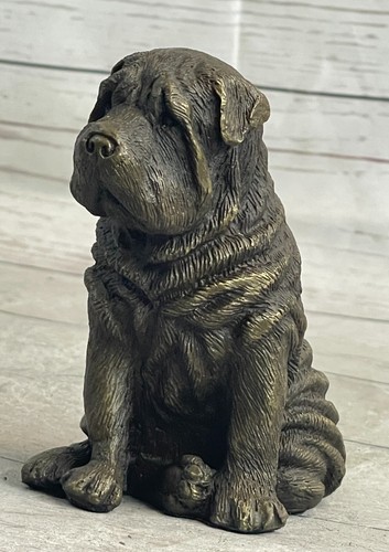 Handmade Bronze Statue of a Shar Pei Dog Exquisite Pet Animal Sculpture ...