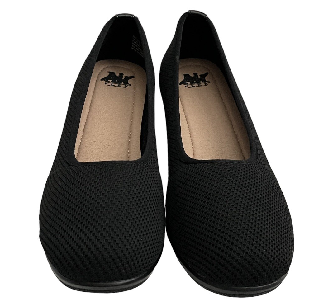 Air Flex Telley Mesh Slip On Comfort Shoe Cushioned Insole Black Womens ...