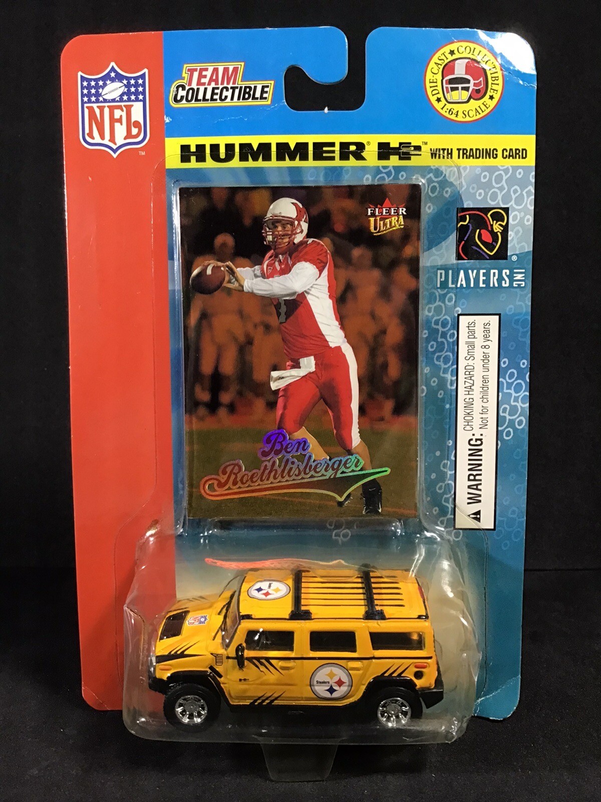 2004 STEELERS BEN ROETHLISBERGER HUMMER H2 WITH FLEER ULTRA ROOKIE CARD ...