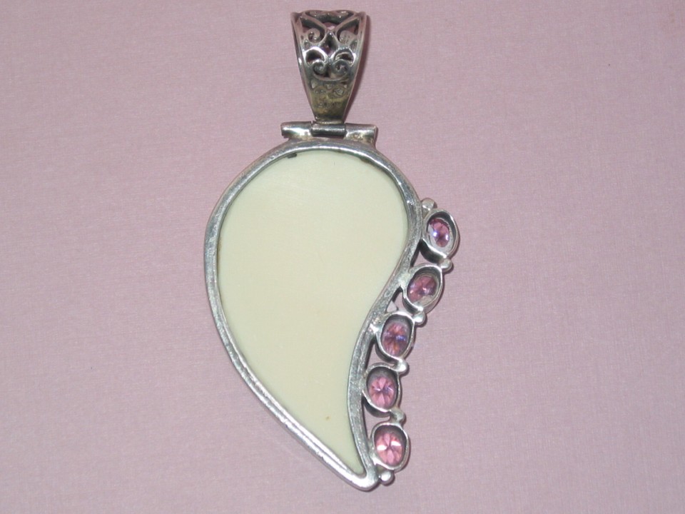 Artisan Hand Made Sterling ~ Pink MOP & Black Enamel Pendant ~ Pink ...