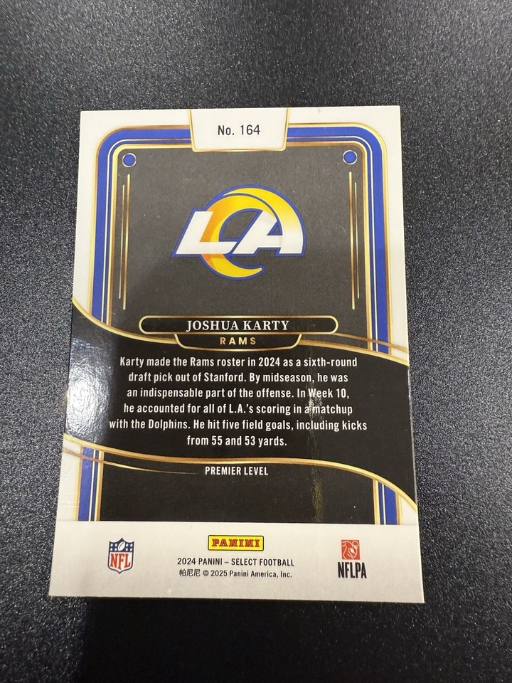 2024 Panini Select Premier Level Joshua Karty RC Las Angeles Rams 🔥🔥🏈🏈 ...