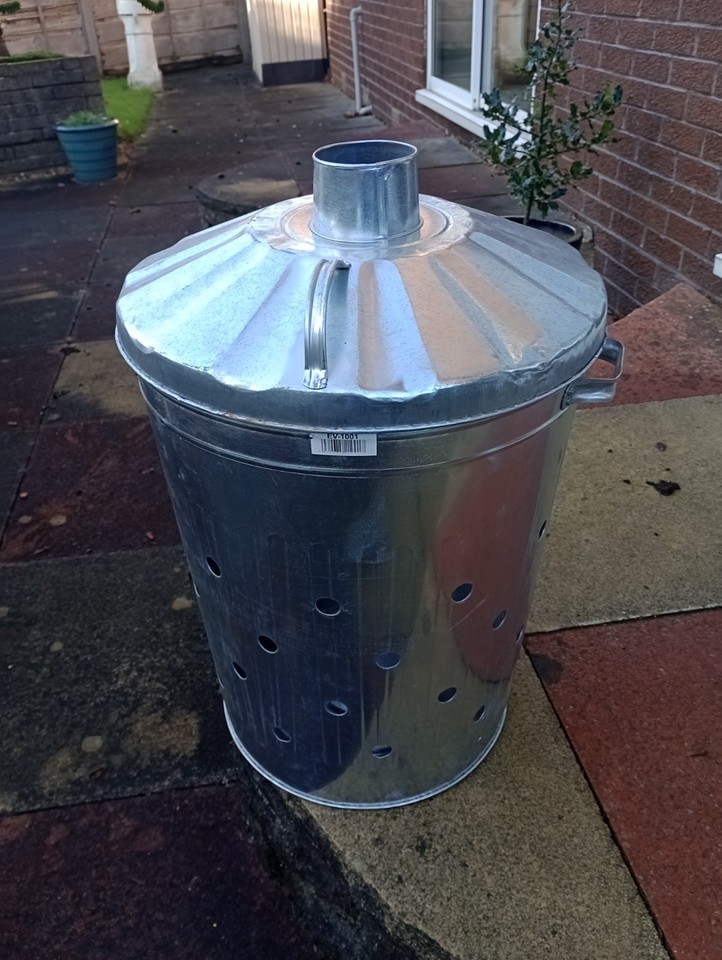 Garden Burn Bin Incinerator Galvanised Garden Waste Burning Fire Bin ...