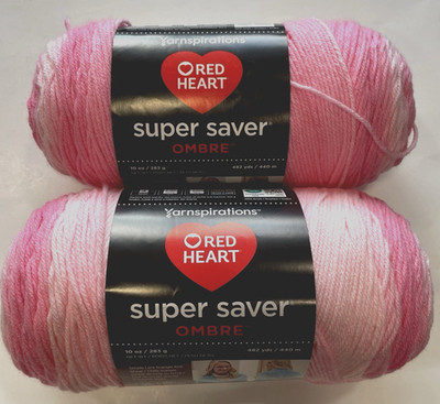 Red Heart Super Saver Ombre YARN "LIGHT PINK 10oz/482yds #4 Worsted Med ...
