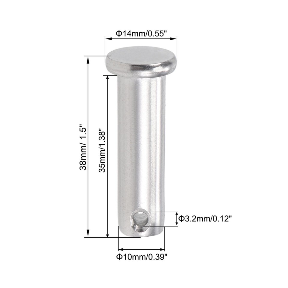 Single Hole Clevis Pins - 10mm x 35mm Flat Head 304 Stainless Steel Pin ...