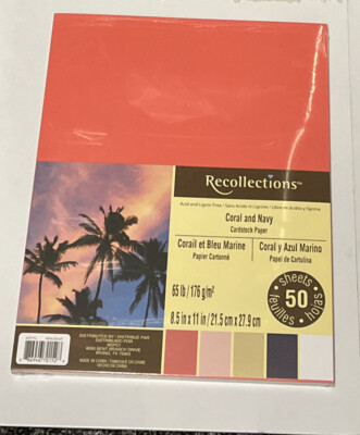 NEW Recollections Coral and Navy Cardstock Paper, 8.5" X 11" -50 Sheets ...