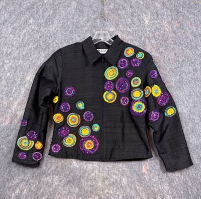 Vtg Anage Womens Jacket Small Abstract Spirals Beaded Swirls Boho ...