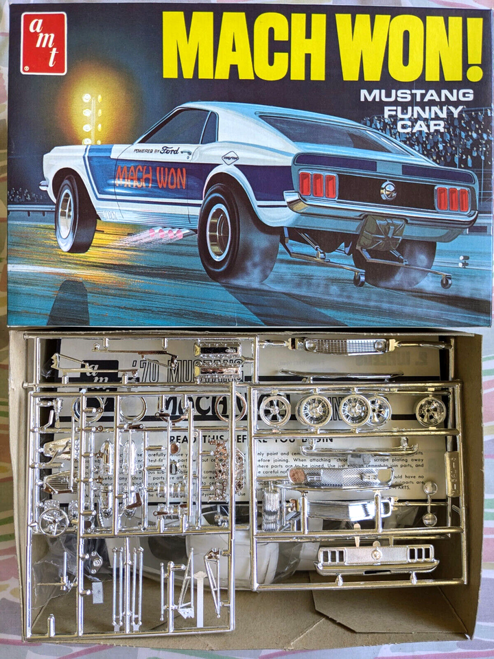 SUPER RARE! **NIB VINTAGE AMT MACH WON MUSTANG FUNNY CAR KIT *SEALED ...