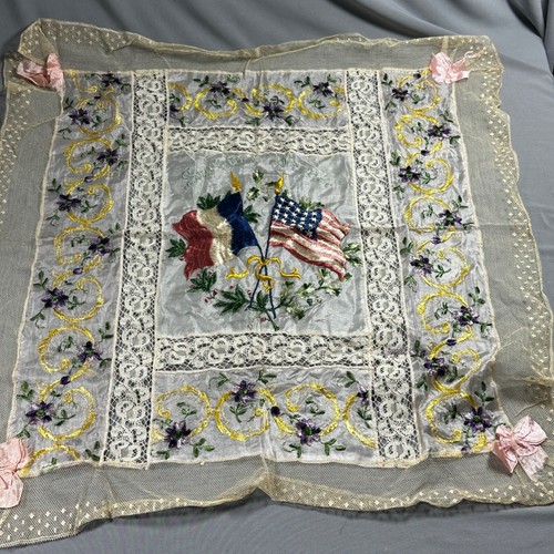 Vintage Souvenir Of France Textile WWI Lace Flags | eBay