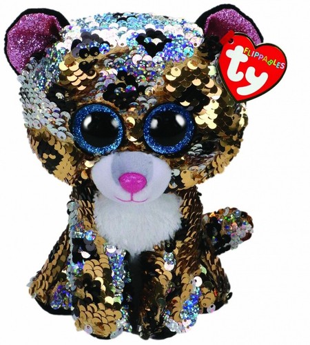 2019 TY 9" MEDIUM Flippables STERLING Leopard Beanie Boos Sequins Plush ...