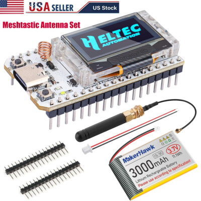 915MHz LoRa V3 ESP32 OLED Board Heltec V3+ Antenna +Battery Set for ...