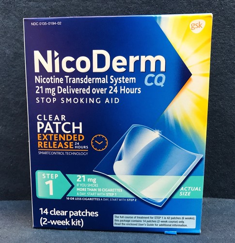 NicoDerm CQ Step 1 Stop Smoking Aid Clear Nicotine Patches 14ct 21mg Exp 11/2026 | eBay