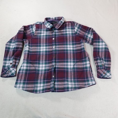 Eddie Bauer Shacket Mens Medium Purple Plaid Flannel Western Lined Farm ...
