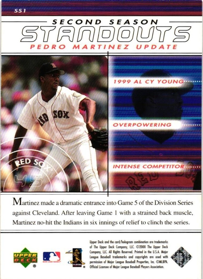 2000 Upper Deck MVP Second Season Standouts #SS1 Pedro Martinez Boston Red Sox | eBay