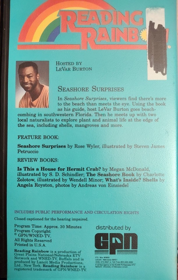 Reading Rainbow VHS - Seashore Surprises #88 Levar Burton PBS 1980s | eBay