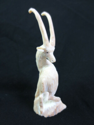 Ibex Mountain Goat Zuni Fetish Signed Pernell Laate Antler Carving Art ...
