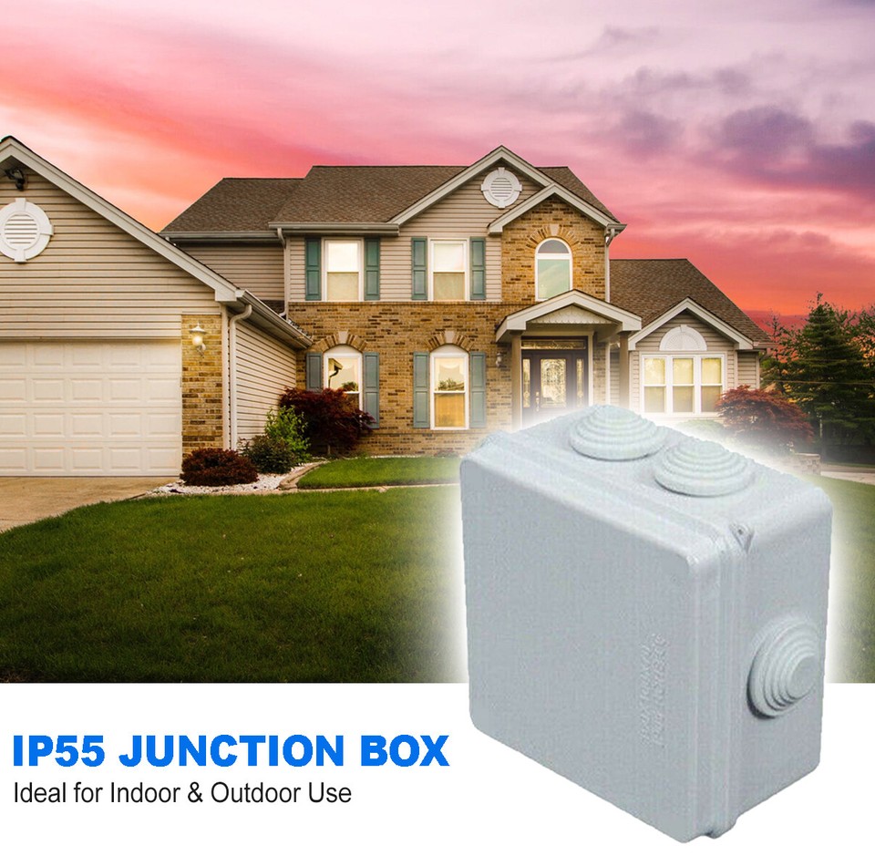 IP JUNCTION BOX CASE IP55 WATERPROOF GREY / BLACK FOR OUTDOOR ELECTRIC ...