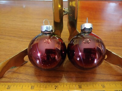 Vtg Pair of Mercury Glass Rauch Maroon Christmas Tree Holiday Ornaments ...