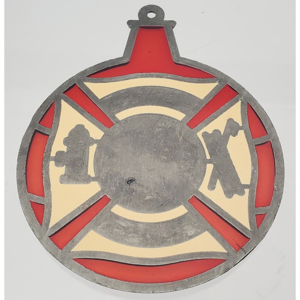 Stained Glass Like Suncatcher Fire Dept. Hanging Window Decor 3.5" | eBay