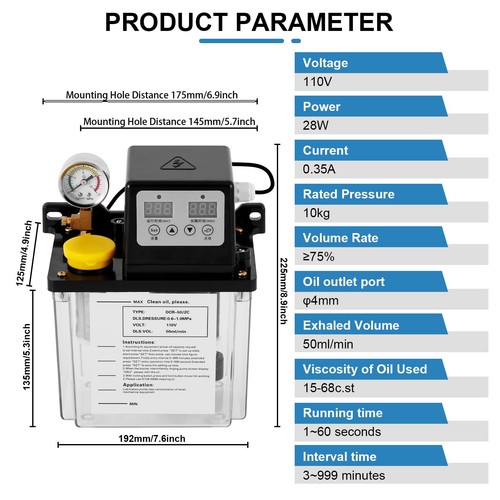 Automatic Lubricating Oil Pump 110V 2L Electromagnetic Lubrication CNC ...