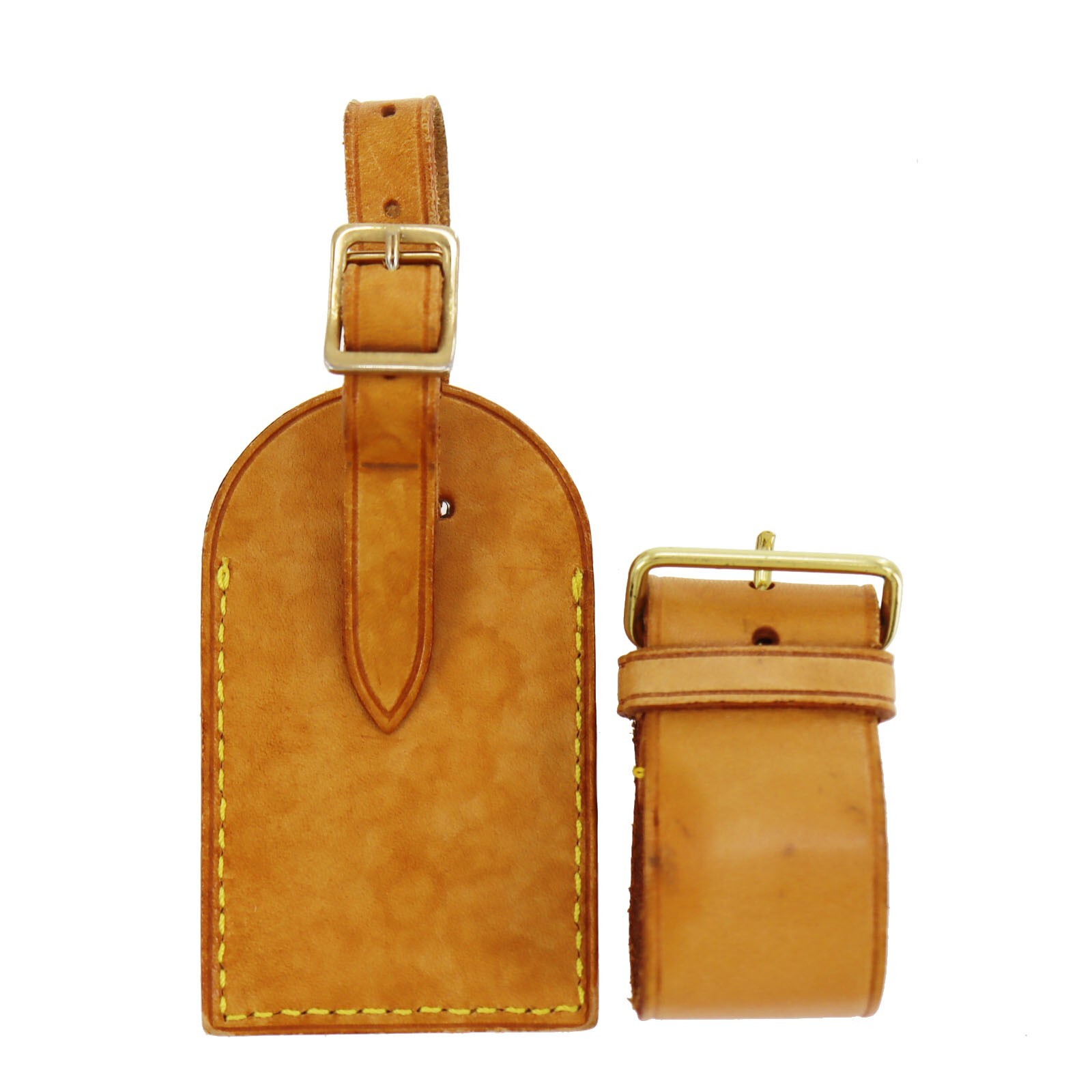 LOUIS VUITTON LV Name Tag Powanie Brown Leather Vinta… - Gem