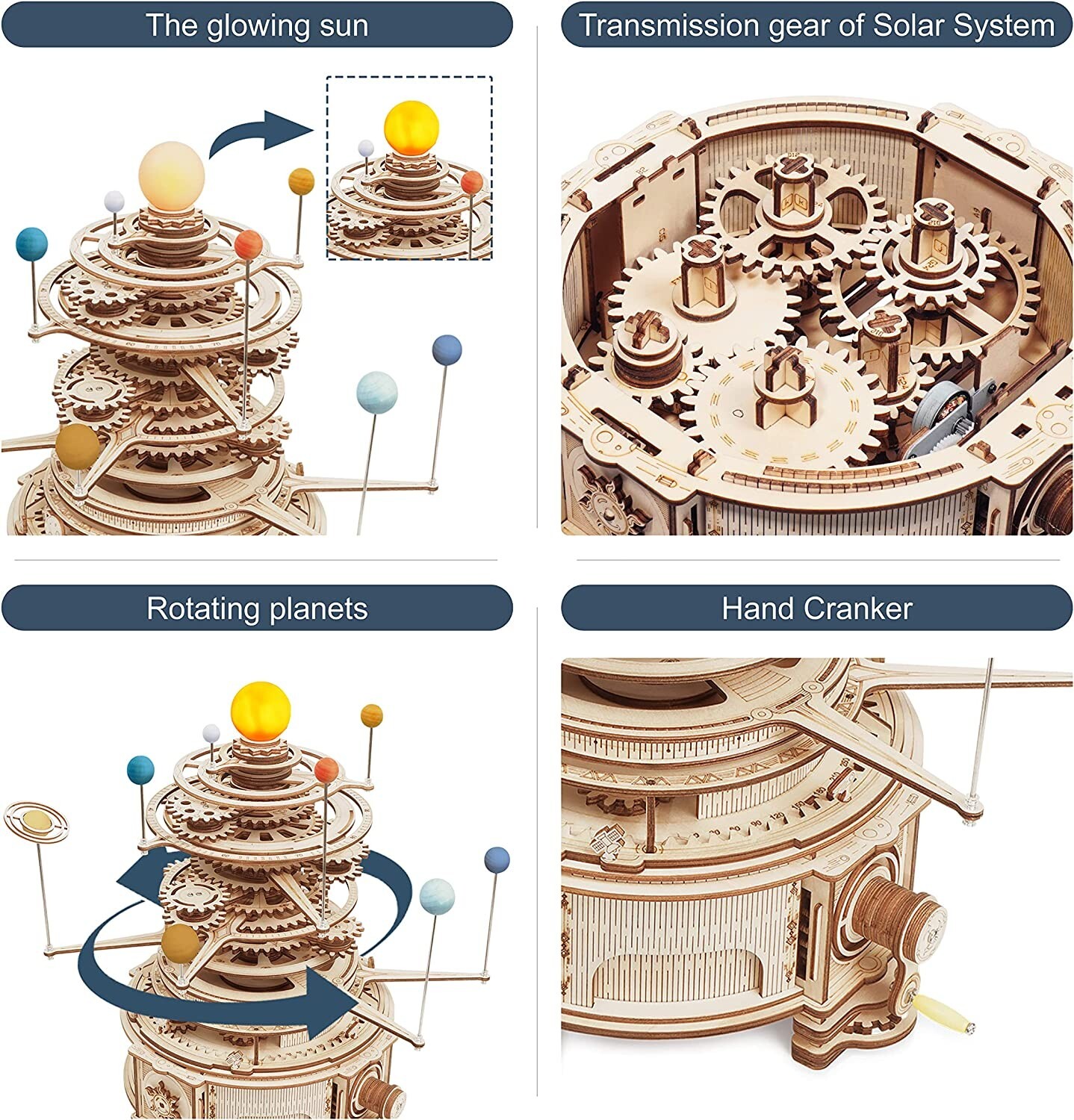 ROKR 3D Wooden Puzzles for Adults Huge Orrery Model Toy Building Set ...