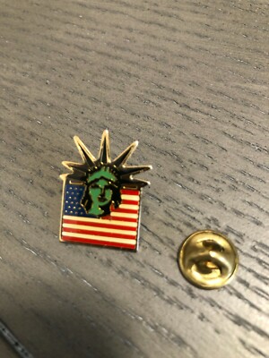 Vintage 1983 Statue Of Liberty & USA American Flag Patriotic Lapel Pin ...