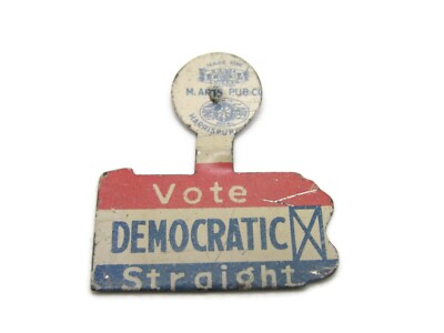 Vote Straight Democratic Pin Metal Design Vintage Political Collectible ...