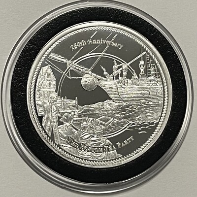 250th Anniversary Boston Tea Party Coin 1 Troy Oz .999 Fine Silver ...