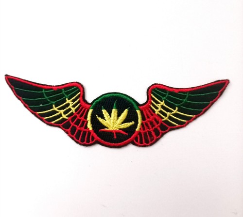 MARIJUANA LEAF wing 4.7" x 1.4" iron on patch Hemp Pot 3559 | eBay