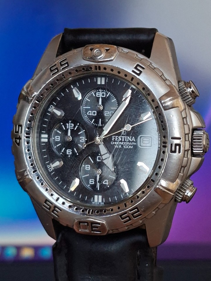 FESTINA CHRONOGRAPH BLACK DIAL MEN WATCH 40mm WORKING 16169 | eBay