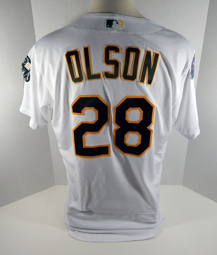 2018 Oakland Athletics A's Matt Olson #28 Game Issued White Jersey ...
