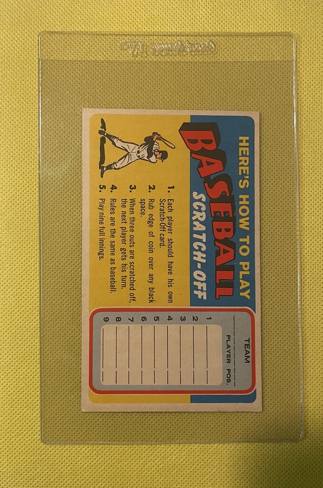 1968 - 1972 Topps Pocket Size Baseball Game Scratch-off Card RARE TEST ...