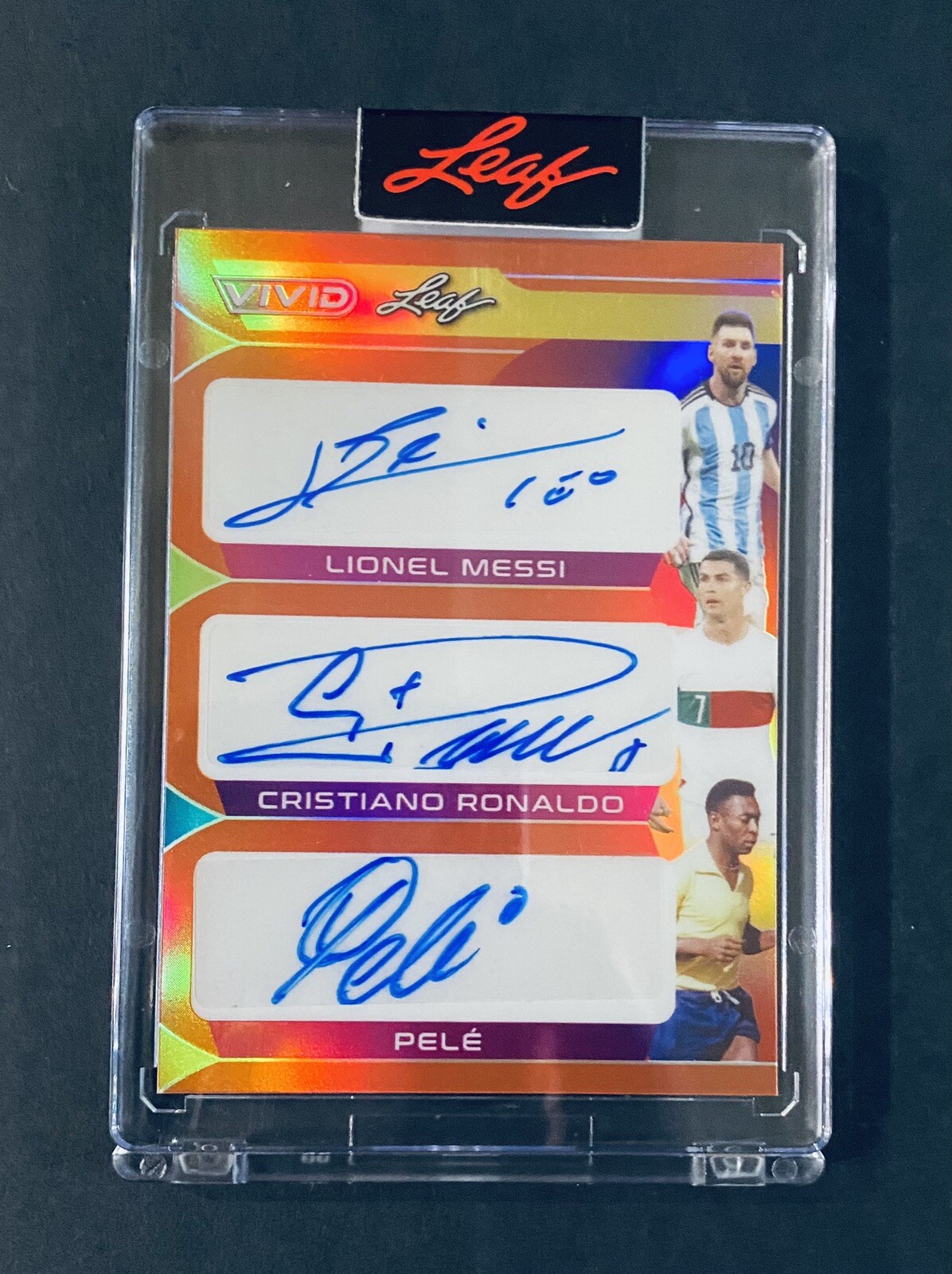 2022 Vivid Soccer - Triple Autographs # TA-16, Messi, Ronaldo, Pele - 3 ...