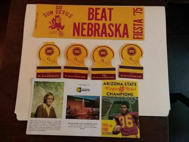 ARIZONA STATE 1975 Fiesta Bowl bumper sticker/1976 matchbook covers ...