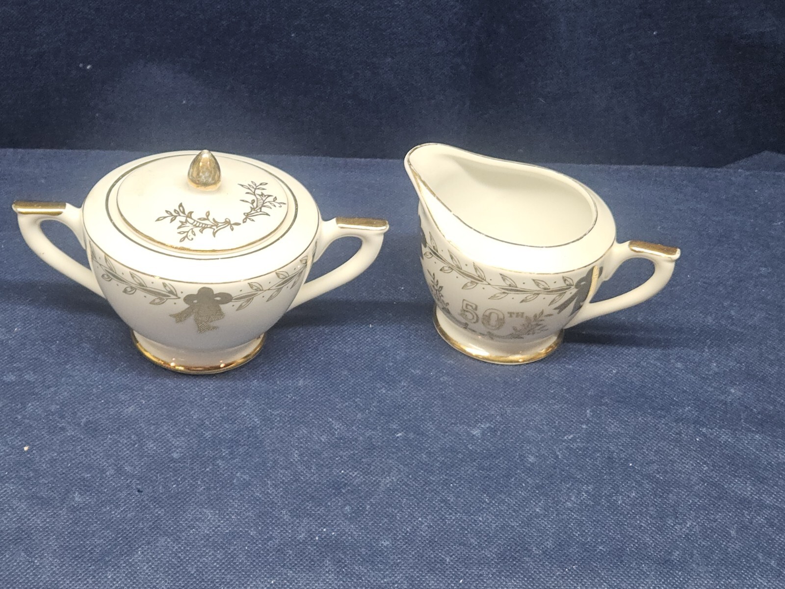 Vintage Lefton China Japan 50th Anniversary Edition Creamer & Sugar ...