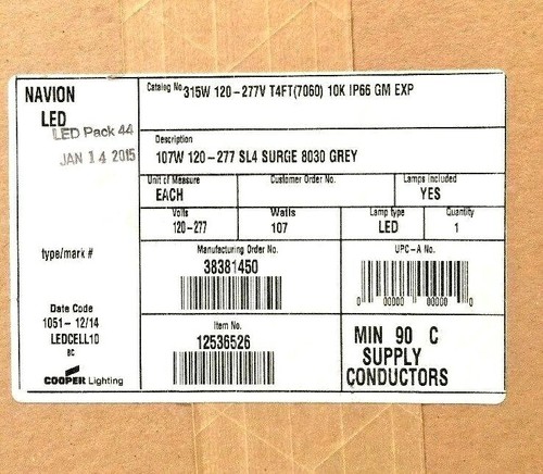 (C) Cooper-Lighting Navion LED 107W 120-277 SL4 Surge 8030 Grey | eBay
