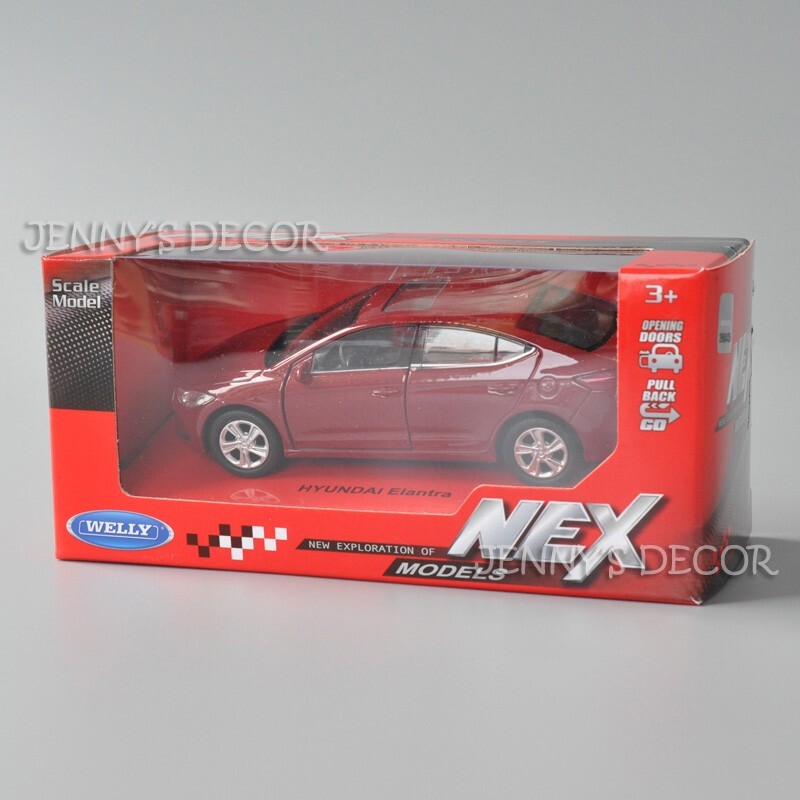 Welly 1:36 Scale Diecast Metal Model Car Hyundai Elantra Replica Pull ...