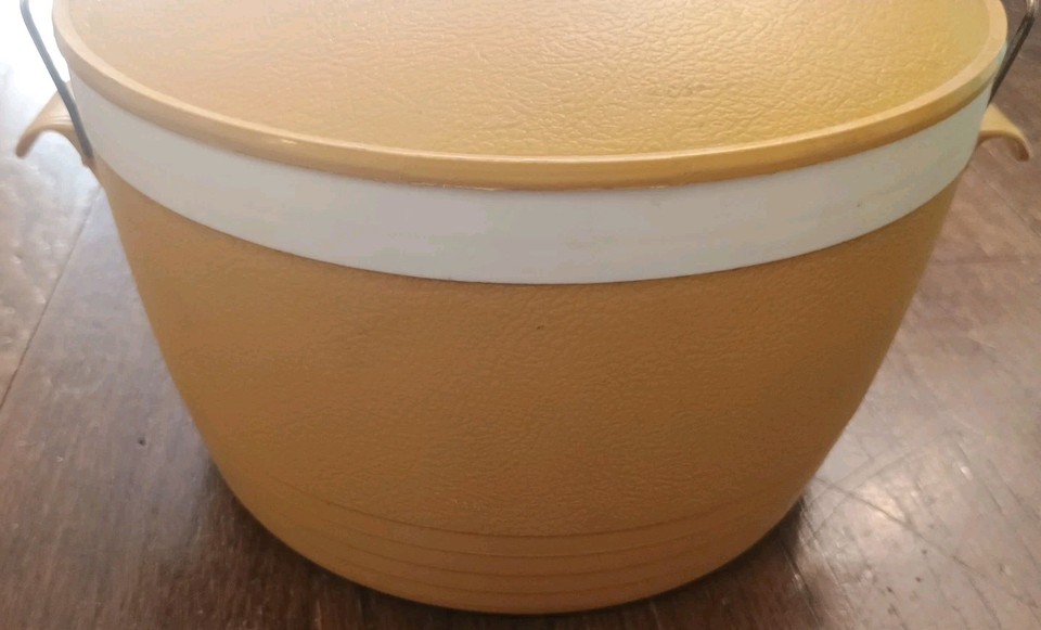 Sunfrost Therm-O-Ware Ice Bucket Bowl Locking Lid Vtg Goldenrod Yellow ...