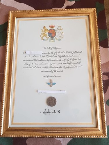 Oath Of Allegiance Parachute Regiment (framed with metal Cap Badge ...