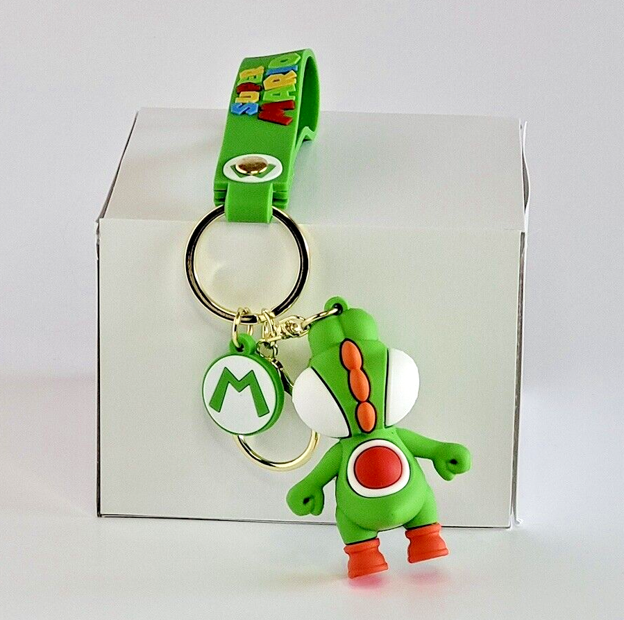 Green Yoshi 3D Super Mario Figure Keychain Key Ring Nintendo | eBay