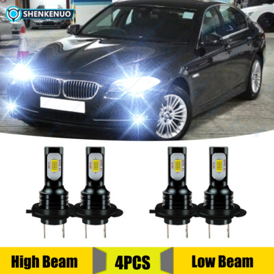 4x H7 For BMW 528i 535i 2008-2010 Combo LED Headlight Hi Low Beam 6000K ...