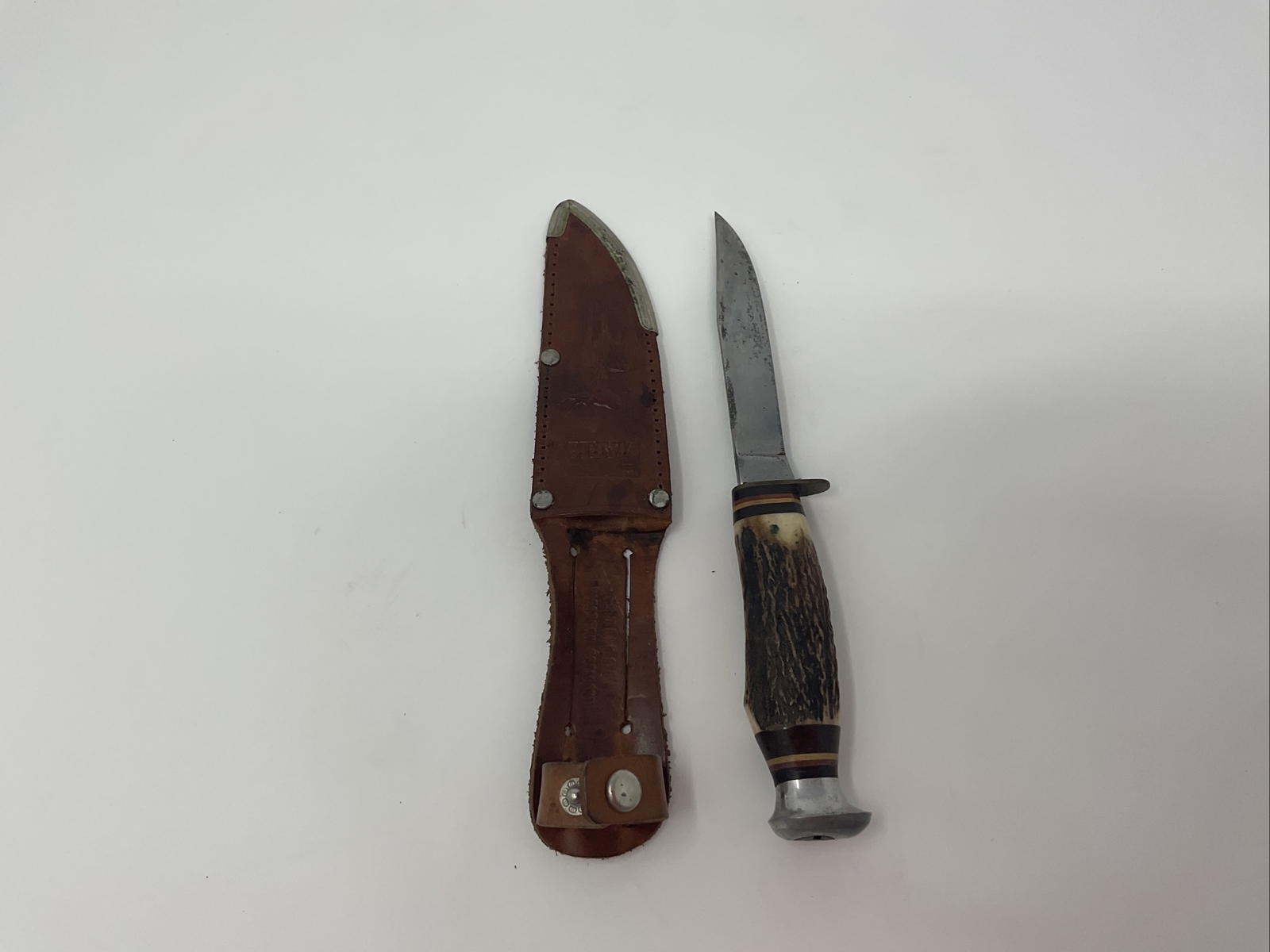 VINTAGE EDGE MARK 473 SOLINGEN STAG HUNTING KNIFE w/ SHEATH WESTERN ...