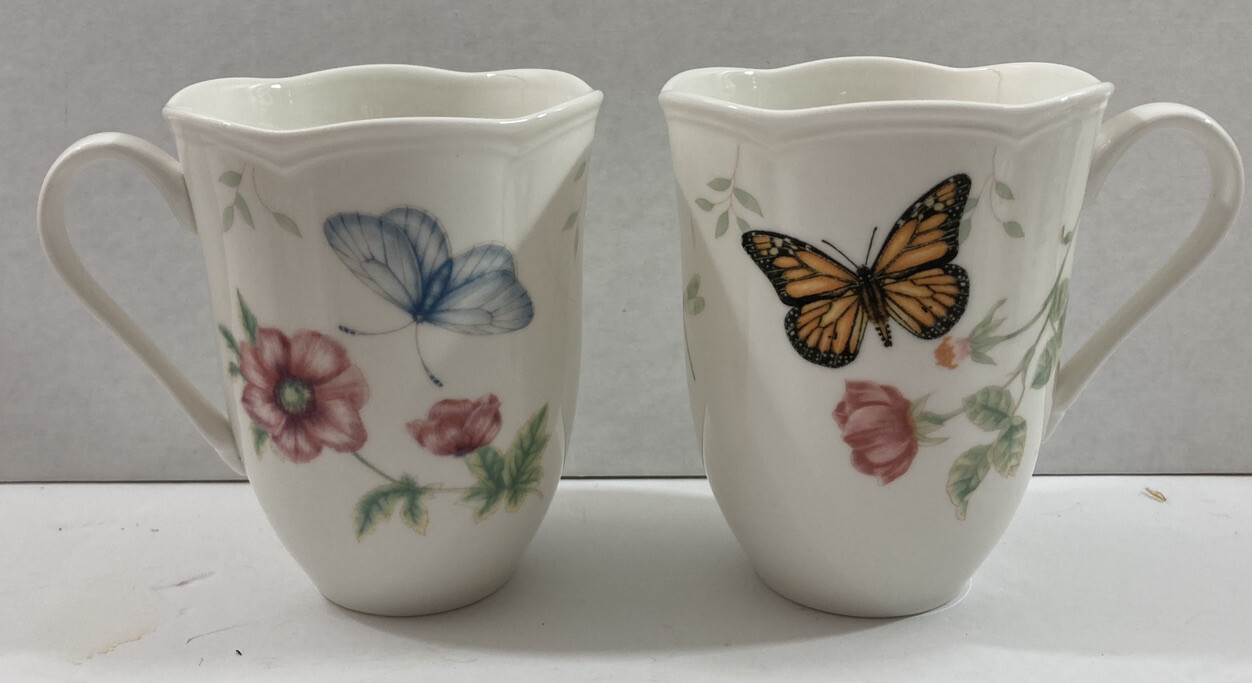 Lenox Butterfly Meadow Mugs Swallowtail and Monarch coffee tea cups 12 ...