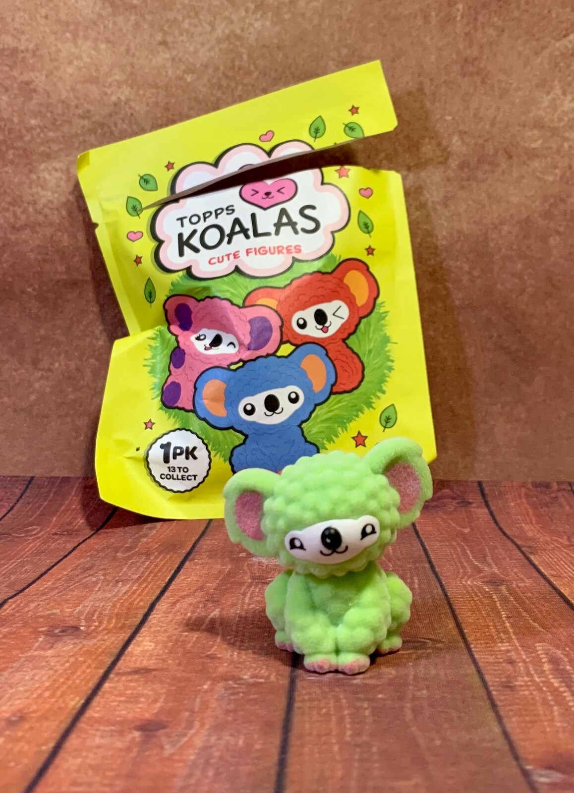 TOPPS I Love Koalas Fern Green Koala and Sticker Sheet Fuzzy Figurine ...
