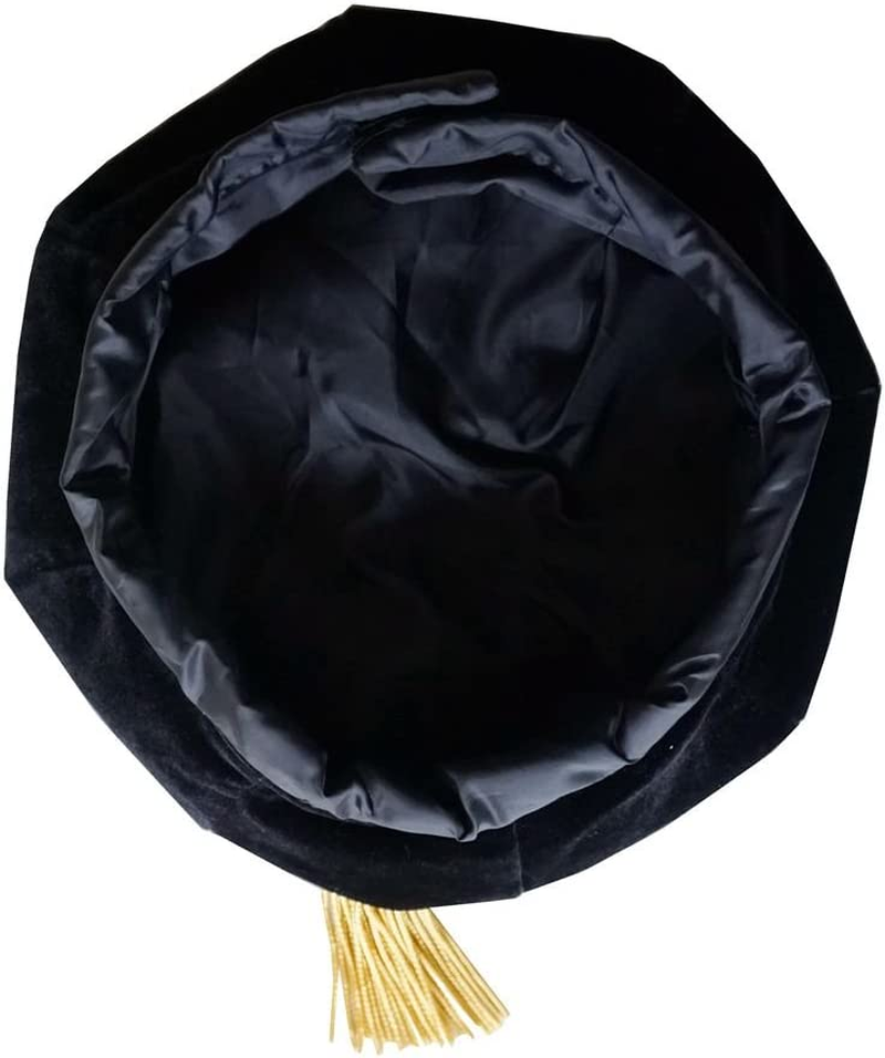 Doctoral Graduation Tam Unisex Black Velvet 8-Sided with Gold Bullion ...