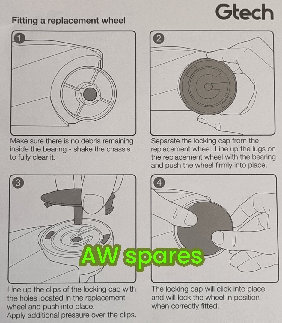 2 x Genuine AR30 AR44 K9 Mk2 Gtech AirRam wheels replacement fix ...
