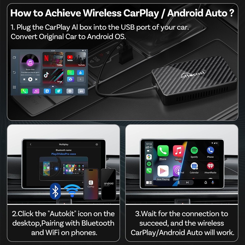 Ottocast Play2VideoPro AiBox Wireless Carplay&Android Auto Adapter+5 APP +Remote | eBay