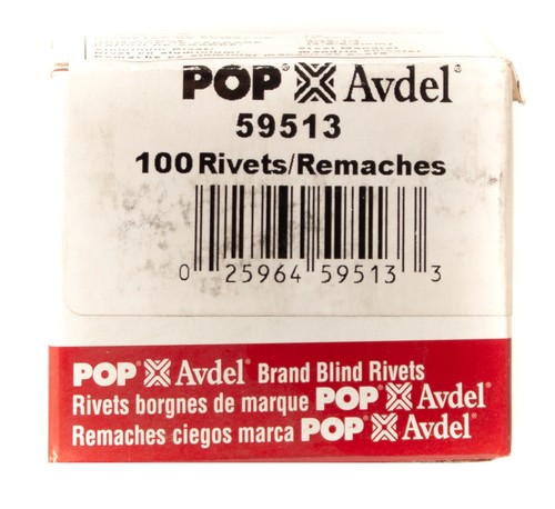 POP Avdel 59513 Blind Aluminum Rivet 1/8" Diameter 3/16"-1/4" Grip ...