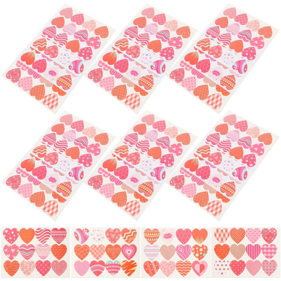 24 Sheets Love Heart Stickers Label Decorative for Valentine's Day ...
