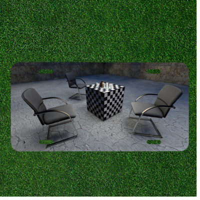 Custom Personalized License Plate Auto Tag With Chairs by Chess Table ...